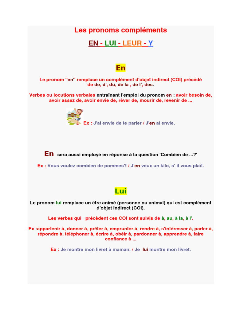 Pronoms Compléments en Français | PDF | Complément d'objet | Linguistique