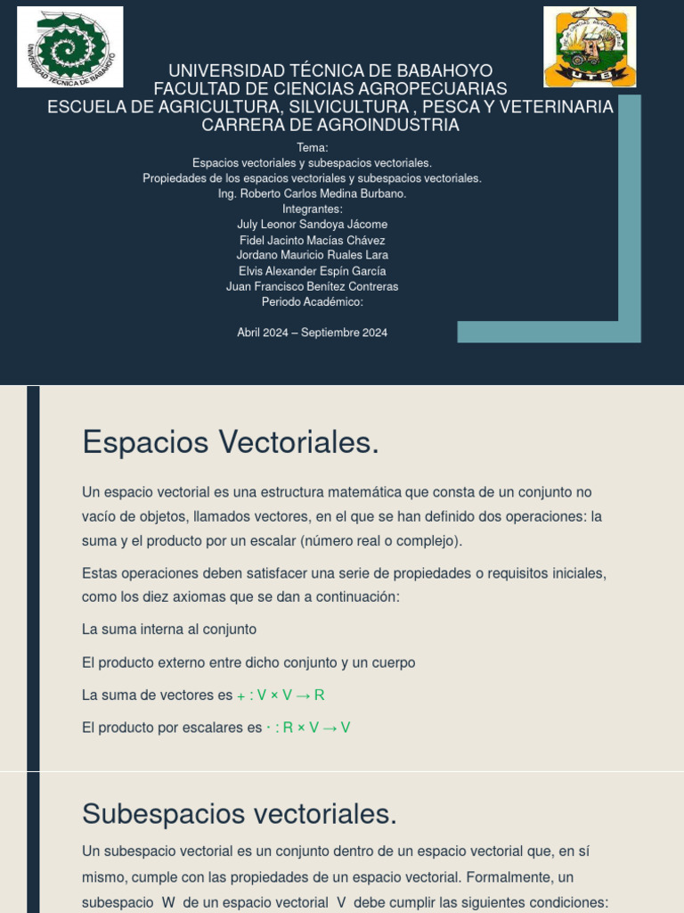 ESPACIOS VECTORIALES Y Sub Espacios | PDF | Espacio vectorial | Álgebra lineal