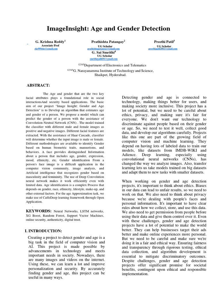 ImageInsight - Age and Gender Detection | PDF | Deep Learning ...