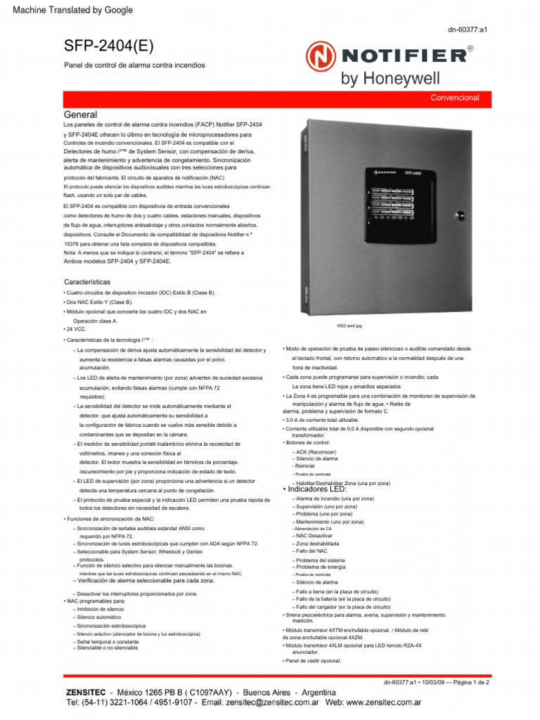 SFP 2404 Panel de Deteccion Convencional Zensitec | PDF | Relé | Diodo ...