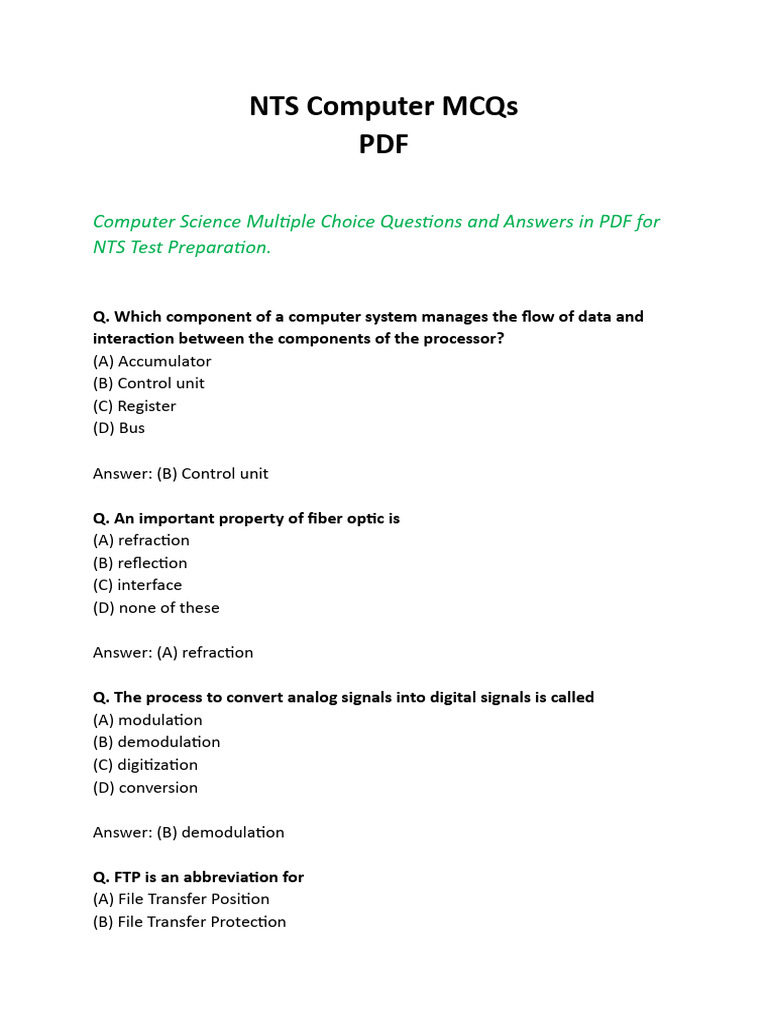 Nts Computer Mcqs | PDF