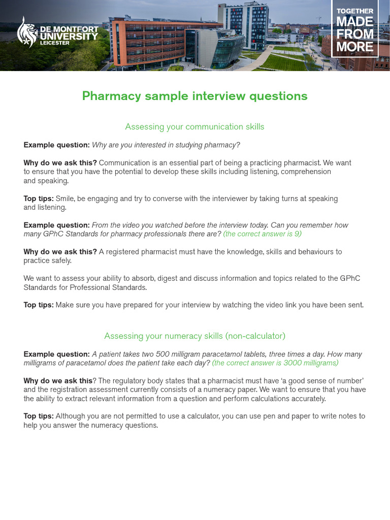 Pharmacy Interview Preparation Guide | PDF | Pharmacy | Health Care
