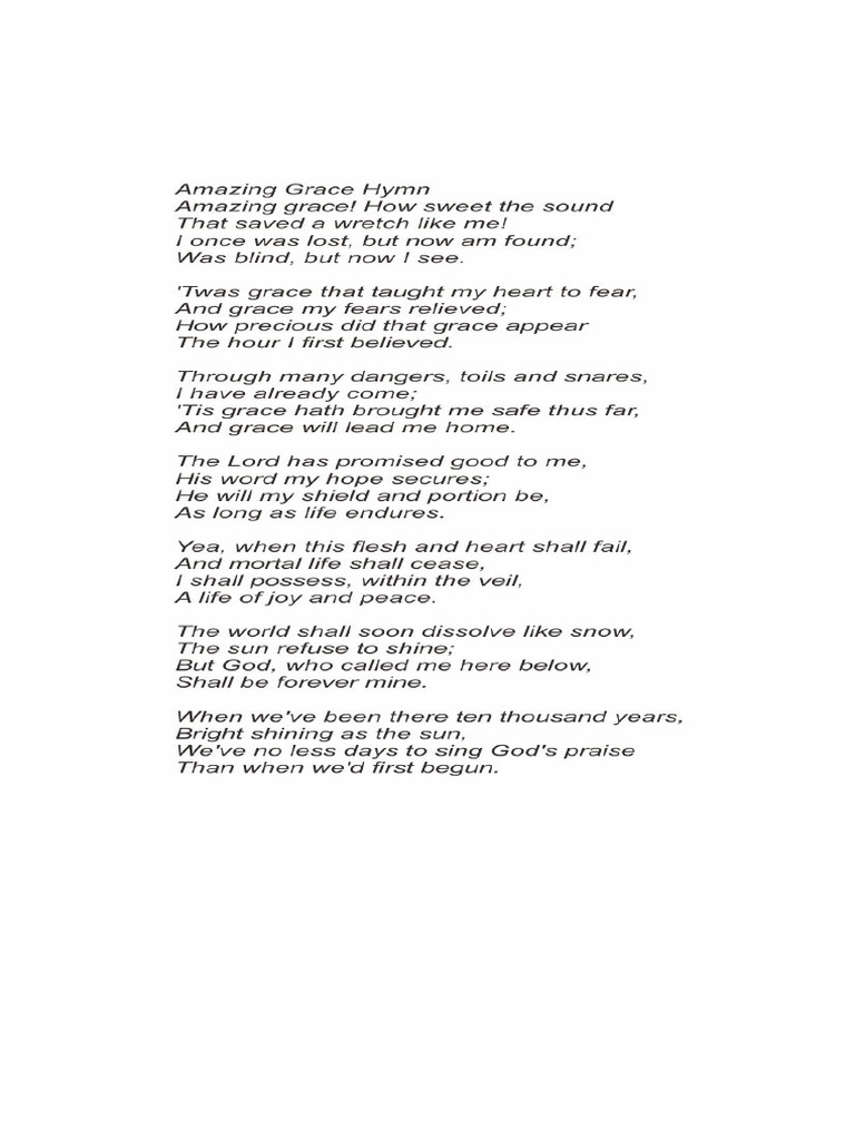 Amazing Grace Lyrics Original - 305441.jpg | PDF