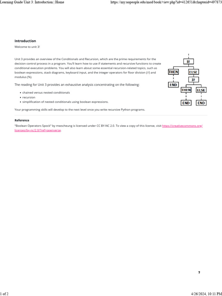 CS 1101 Learning Guide Unit 3 Introduction Home | PDF