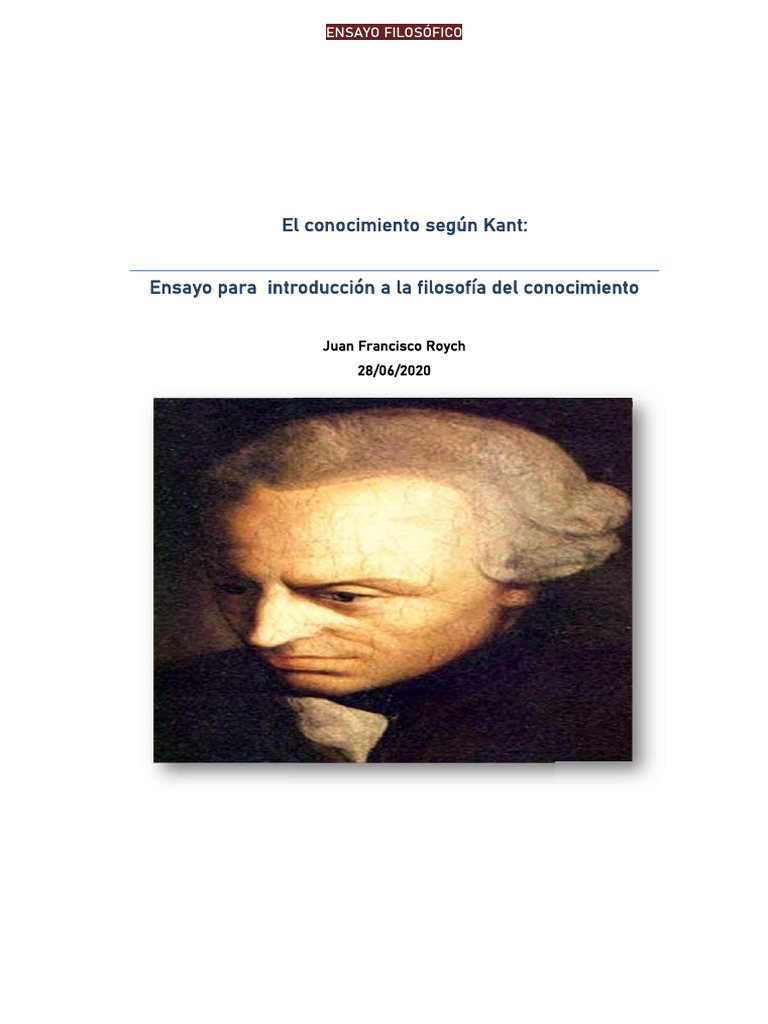Filosofía - El Conocimiento Según Kant Ensayo para Introducción A La Filosofía Del Conocimiento ...