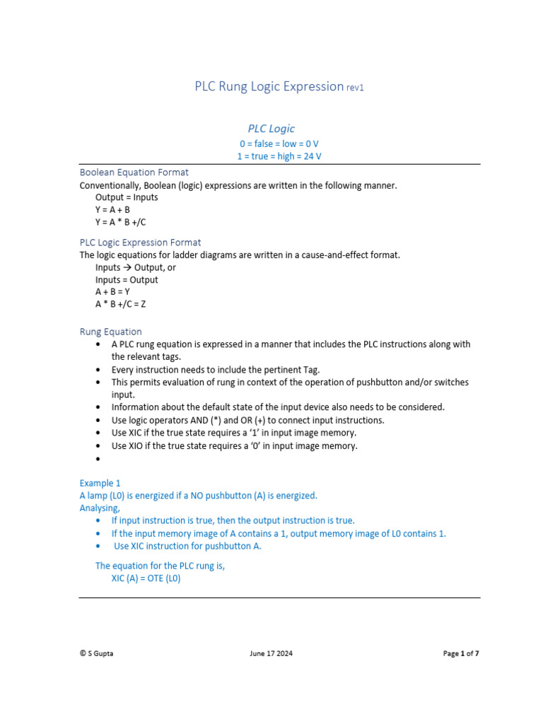 PLC Rung Logic Expression Rev1 | PDF | Programmable Logic Controller ...