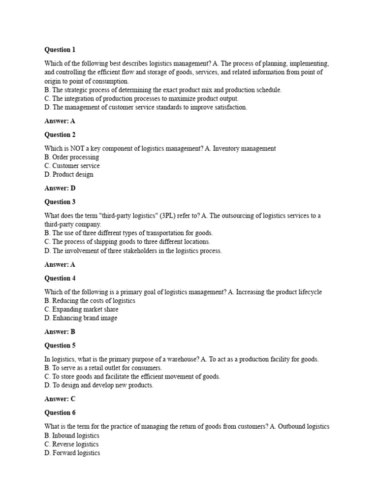 Logistice Management Pdf Logistics Supply Chain
