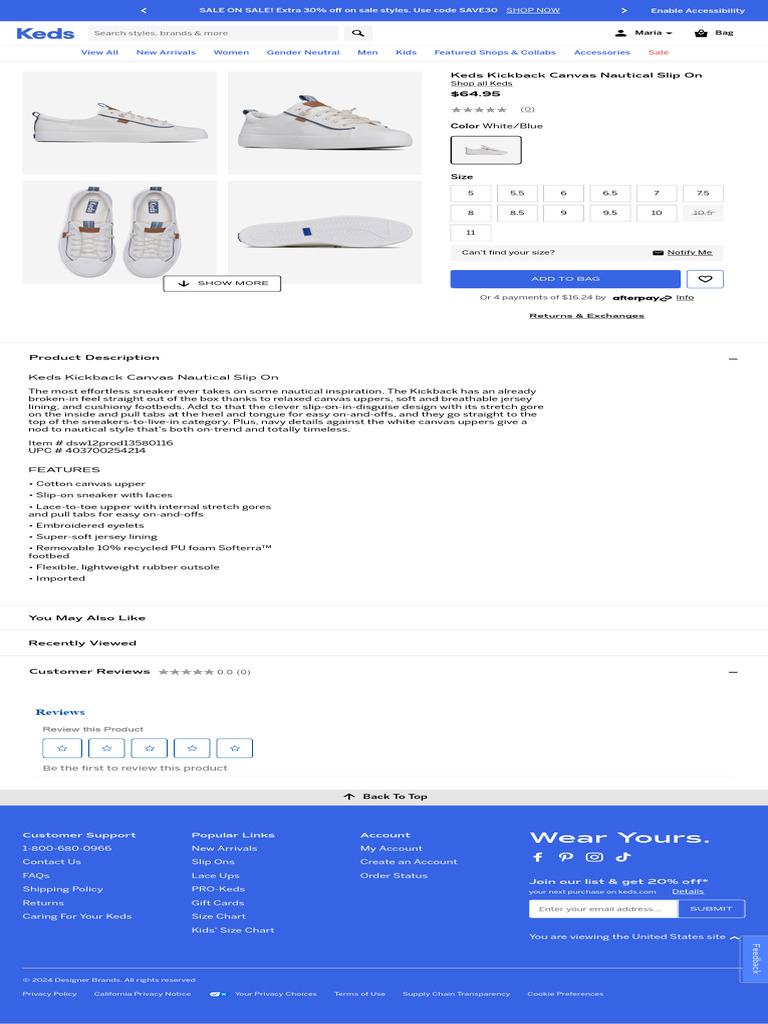 Keds Kickback Canvas Nautical Slip On - Free Shipping KEDS | PDF