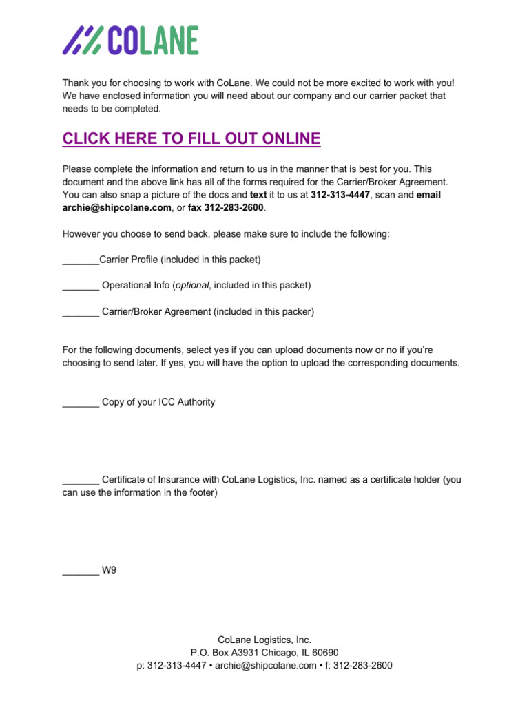 CoLane Carrier Packet 8.27.19 | PDF | Indemnity | Cargo