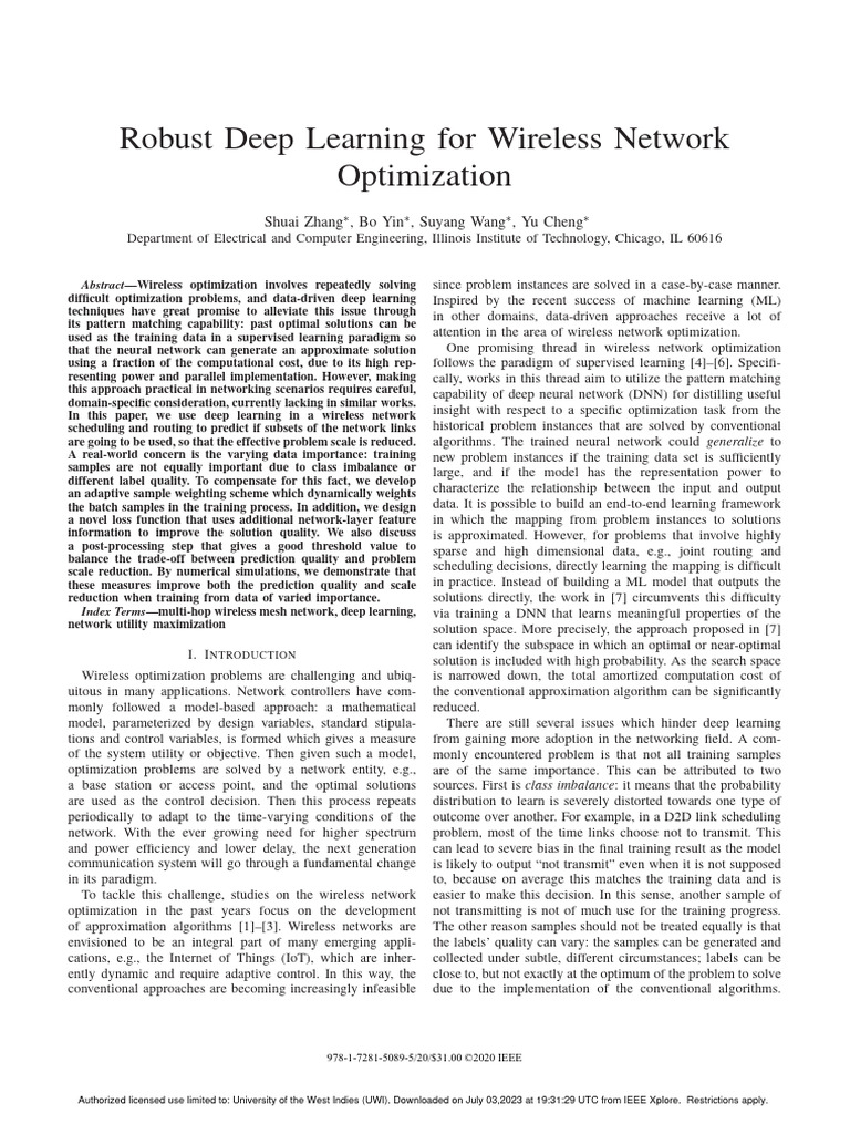 Robust Deep Learning For Wireless Network Optimization | PDF | Mathematical Optimization | Deep ...