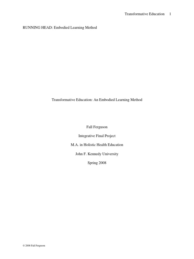 TSS - AQAL - Ferguson - Transformative Education - An Embodied Learning ...