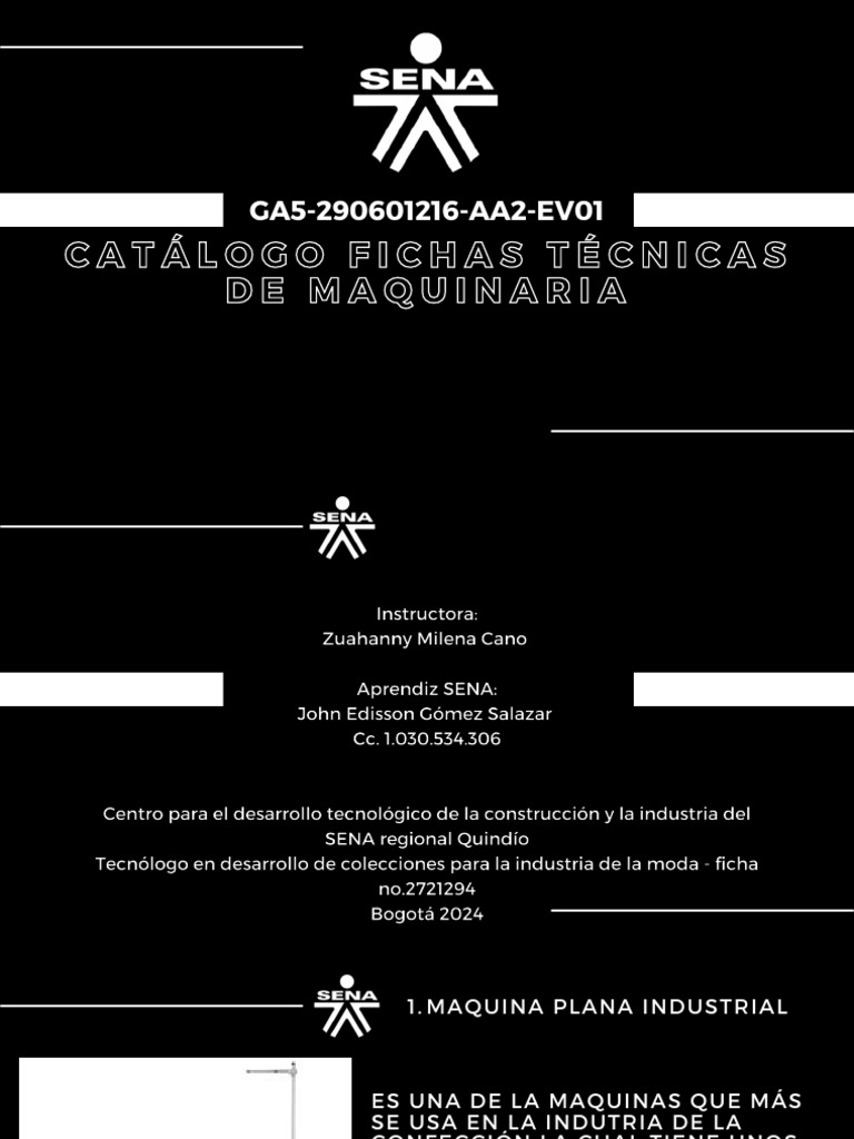 GA5-290601216-AA2-EV01: Catálogo Fichas Técnicas de Maquinaria | PDF | Máquina de coser | Embrague