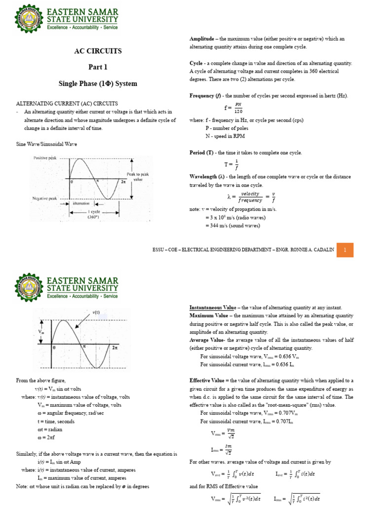 Ac Circuit Module 1 | PDF | Ac Power | Root Mean Square