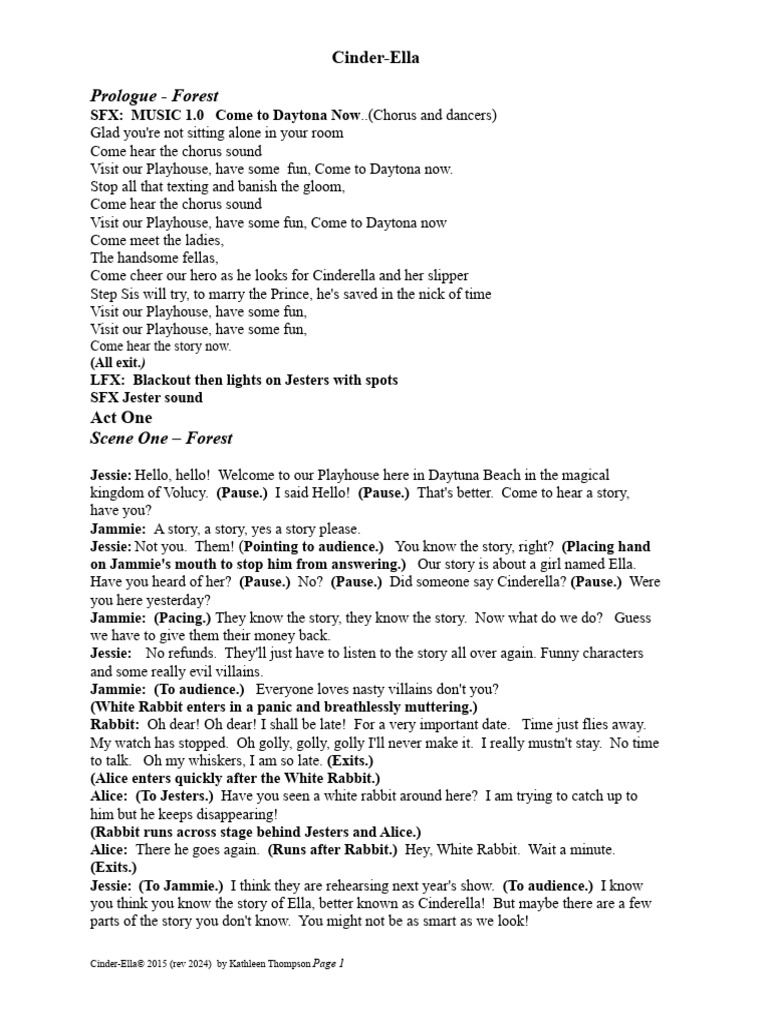 Cinder-Ella Production Script 2024 Ver 1 | PDF | Cinderella