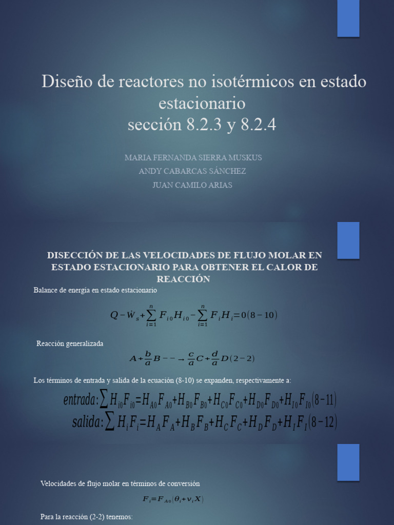 Diseño de Reactores No Isotérmicos en Estado Estacionario (Final) | PDF | Termodinámica ...