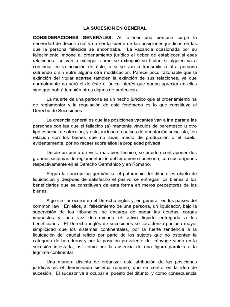 La Sucesión en General | PDF | Herencia | Propiedad