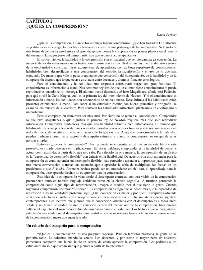 Perkins - Cap. 2 QuÃ© Es La Comprensiã N | PDF | Mente | Pensamiento