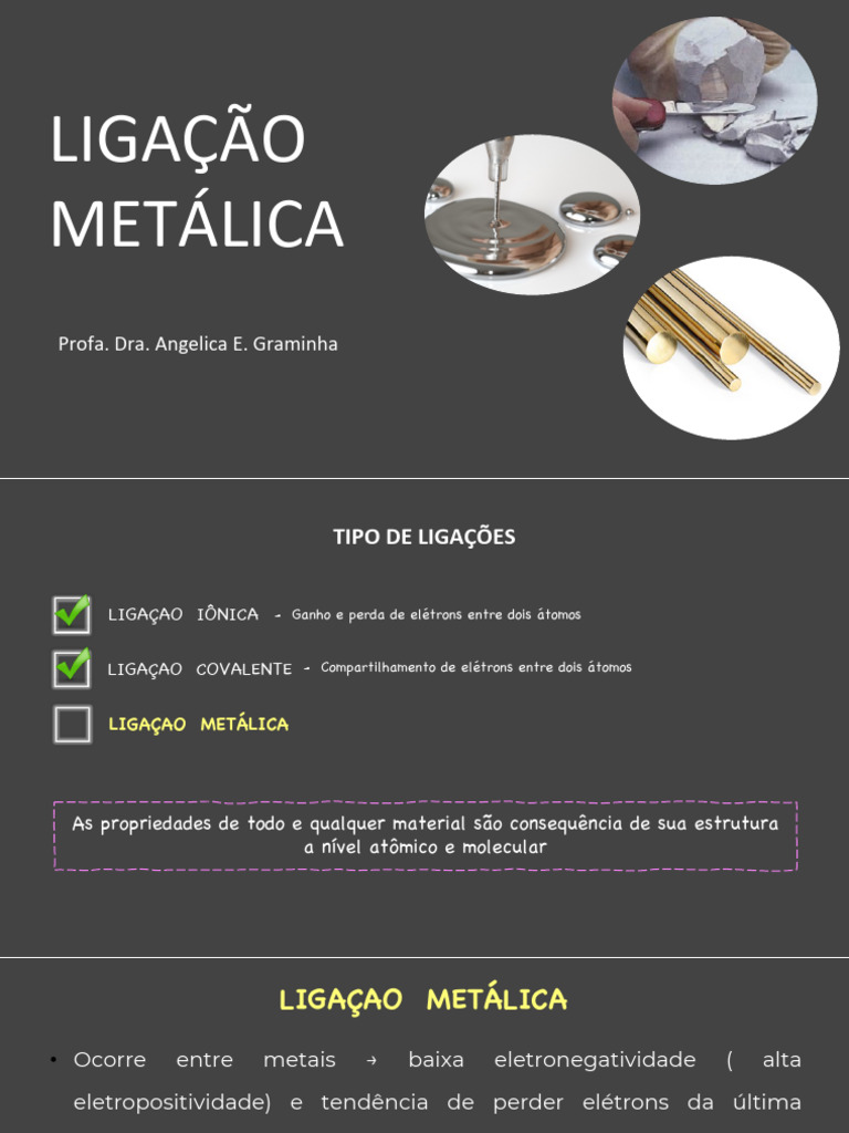 Aula - 14-Ligac A o - Meta Lica | PDF | Ligação química | Moléculas