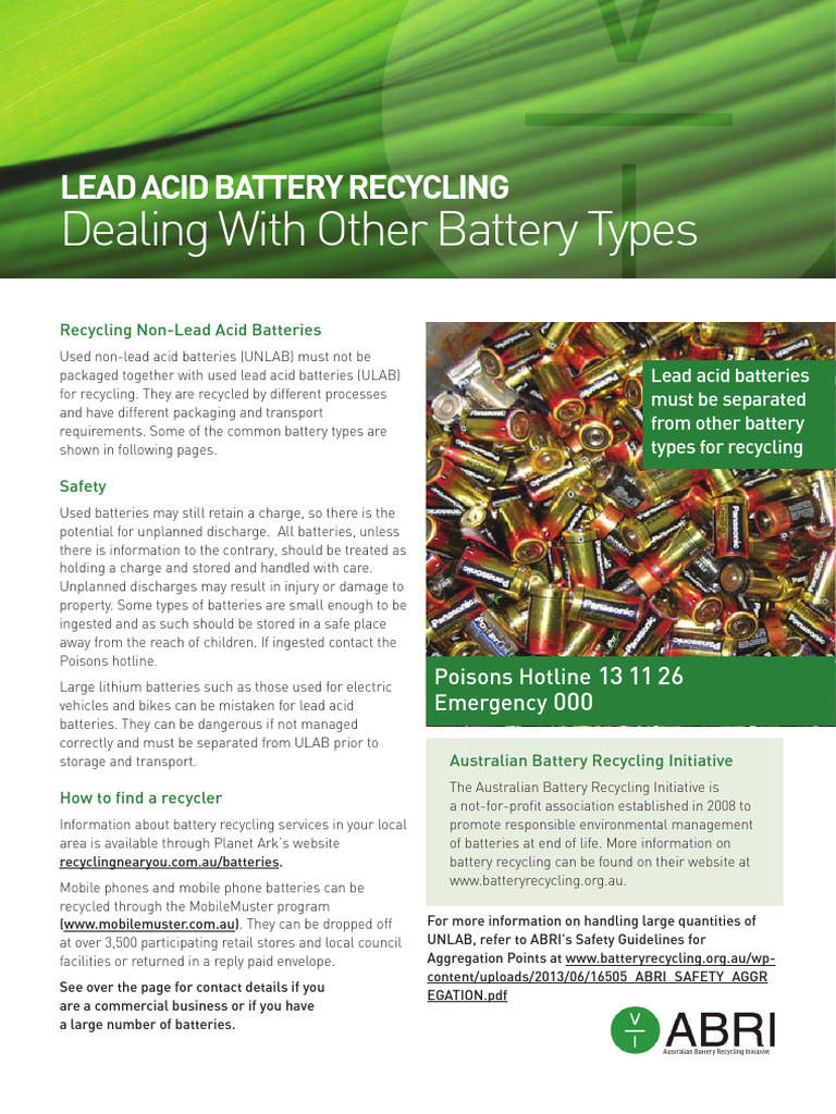 Ulab - Brochures - Non Lead Acid Battery Recycling - 1 | PDF | Lithium ...