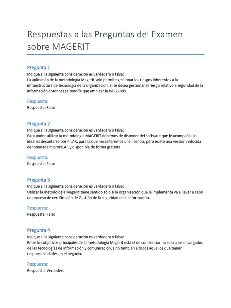 Preguntas y Respuestas sobre MAGERIT | PDF | La seguridad informática | Seguridad