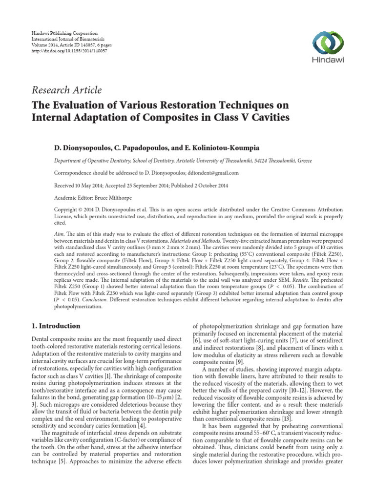 The Evaluation Of Various Restoration Techniques On Internal Adaptation Of Composites In Class V