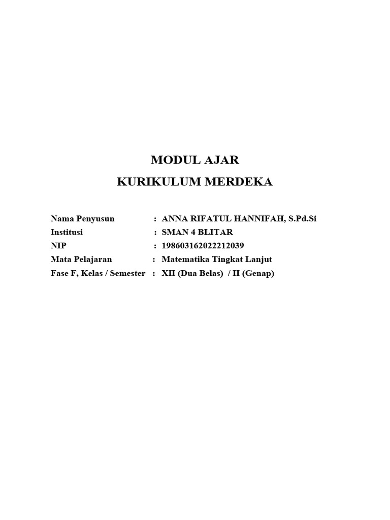 Modul Ajar Bab 4 Integral | PDF | Metode & Bahan Ajar
