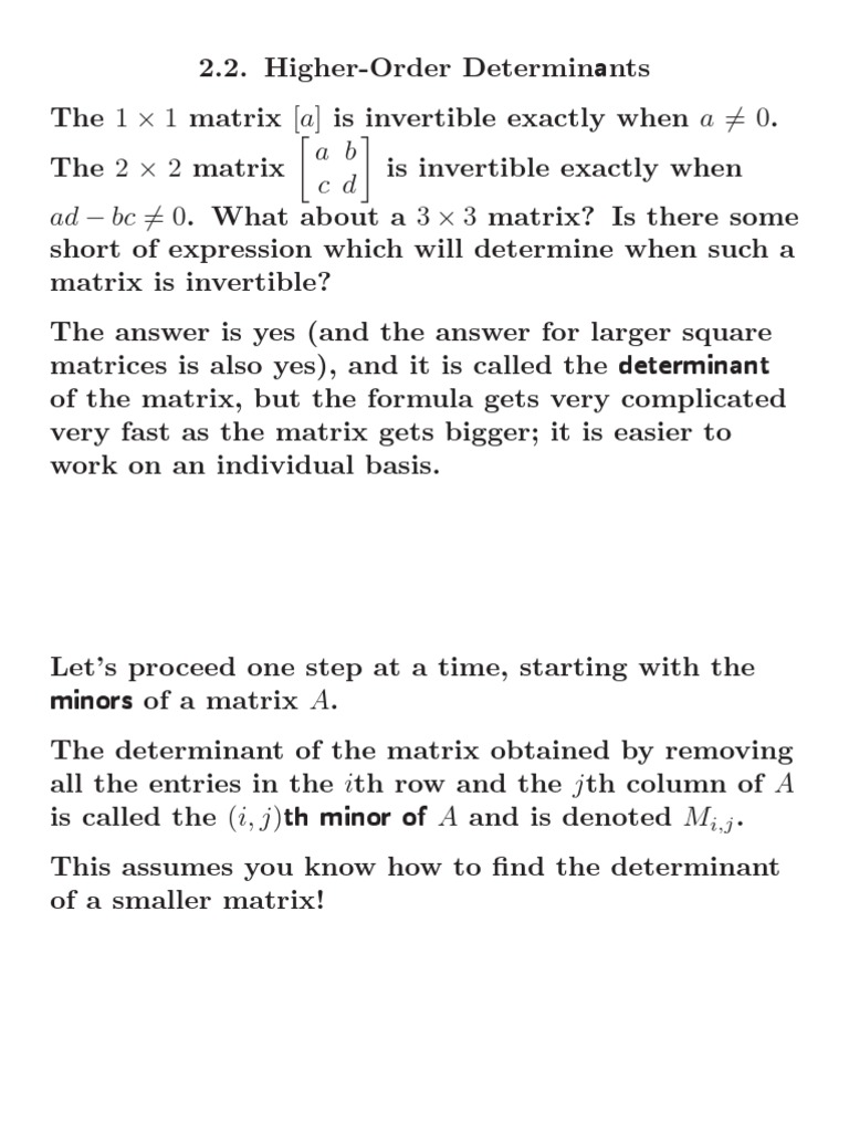 Higher Order Determinants | PDF | Determinant | Matrix (Mathematics)