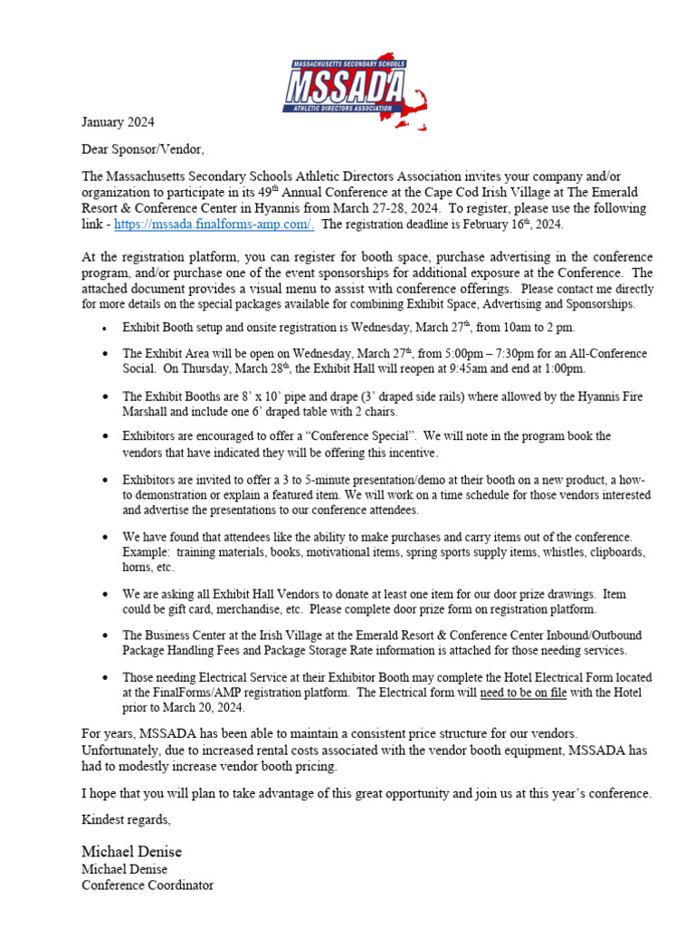 MSSADA CONVENTION Vendor Reg Form For 2024 | PDF