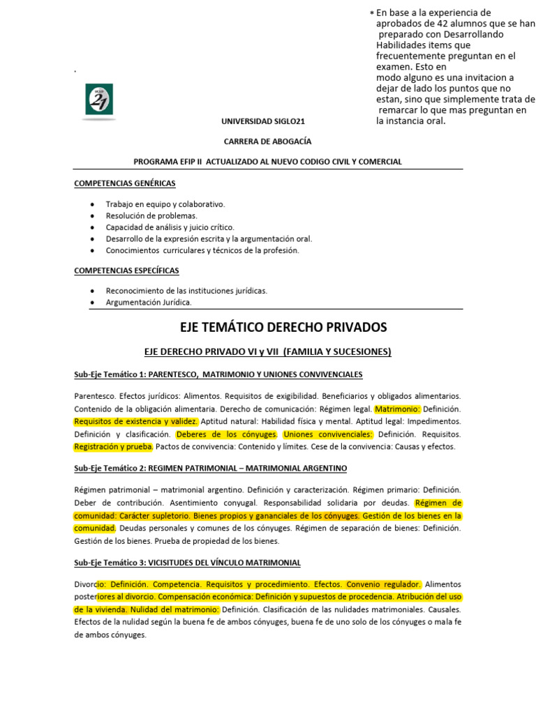 Programa EFIP 2 Abogacia Con Los Puntos Mas Importantes | PDF | Derecho ...