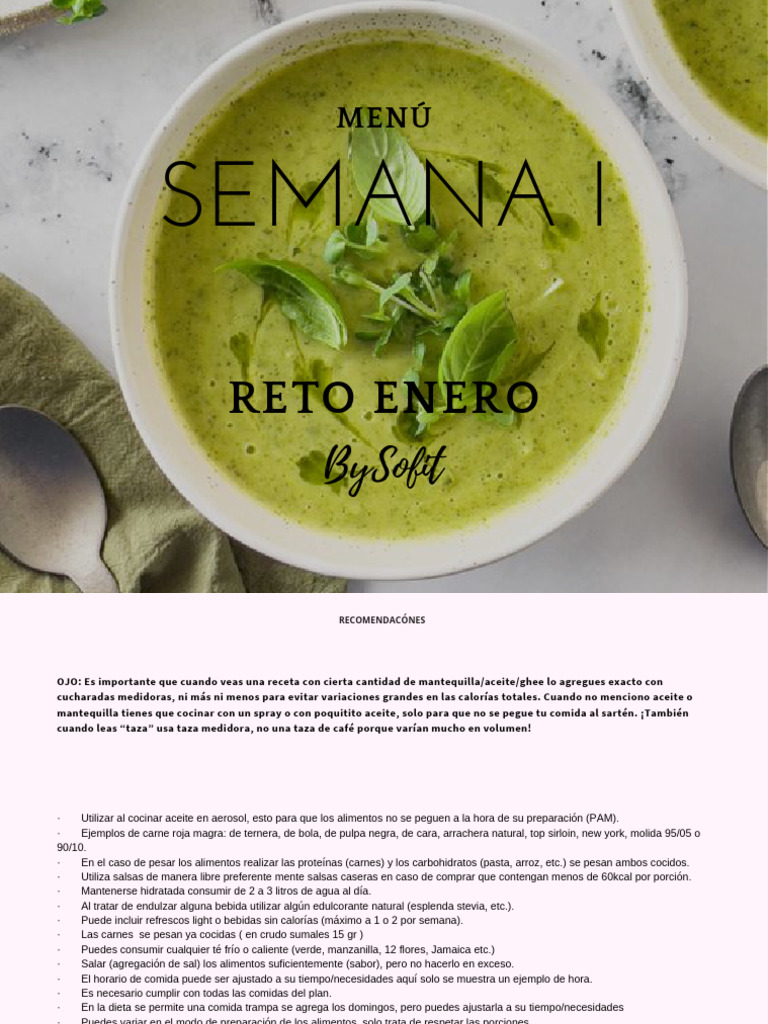 MENÚ SEMANA 1 | PDF | ensalada | Cilantro