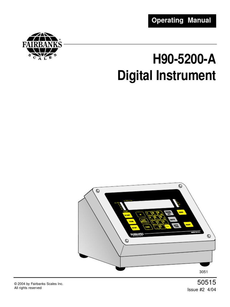 Fairbanks Scales H20-5200-A - User Manual | PDF | Switch | Electronics
