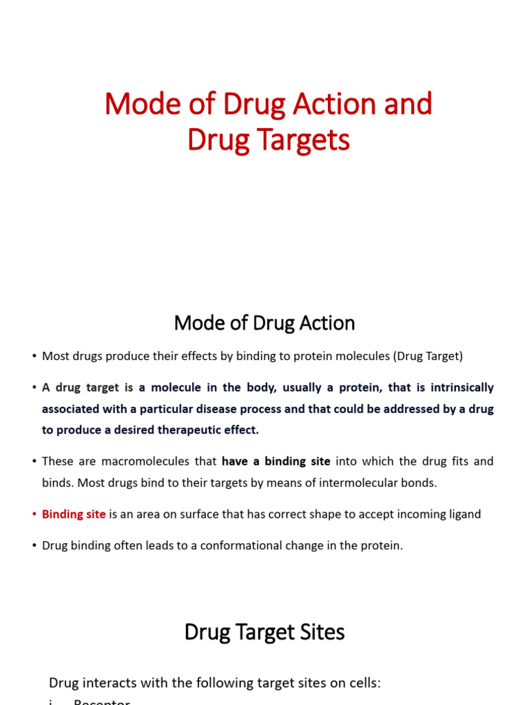 Mode of Drug Action | PDF | Receptor (Biochemistry) | Ligand (Biochemistry)