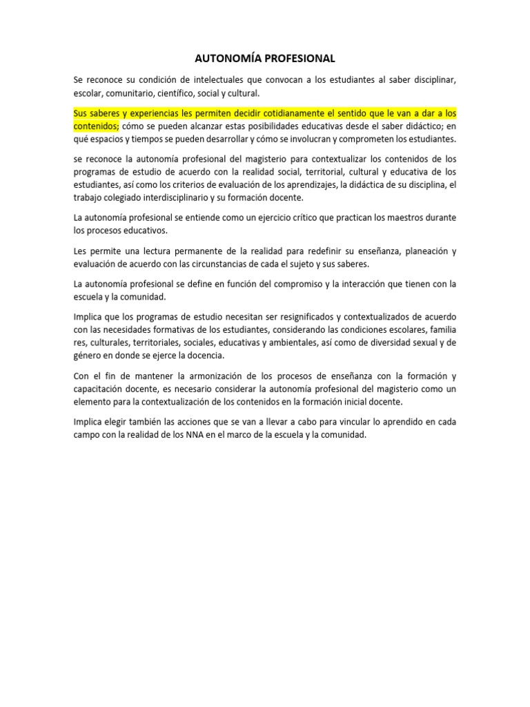Autonomía Profesional | PDF | Enseñando | Evaluación