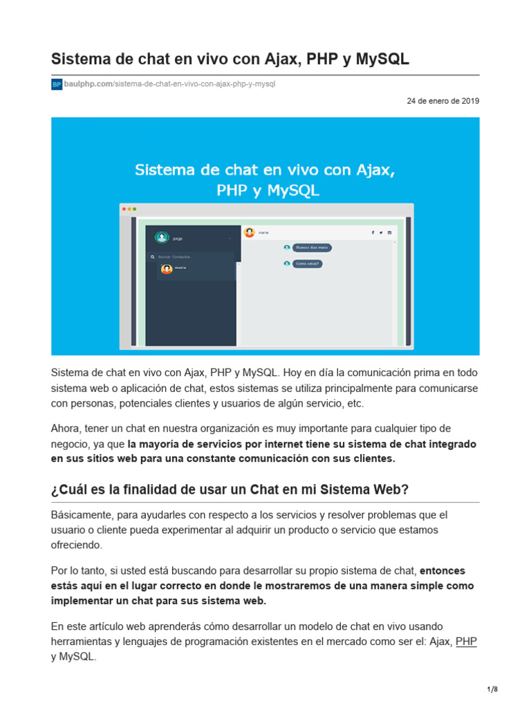 Sistema de Chat en Vivo Con Ajax PHP y MySQL | PDF | Php | Mi sql