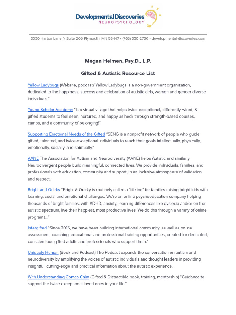 Gifted & Autistic Resources | PDF | Autism Spectrum | Learning