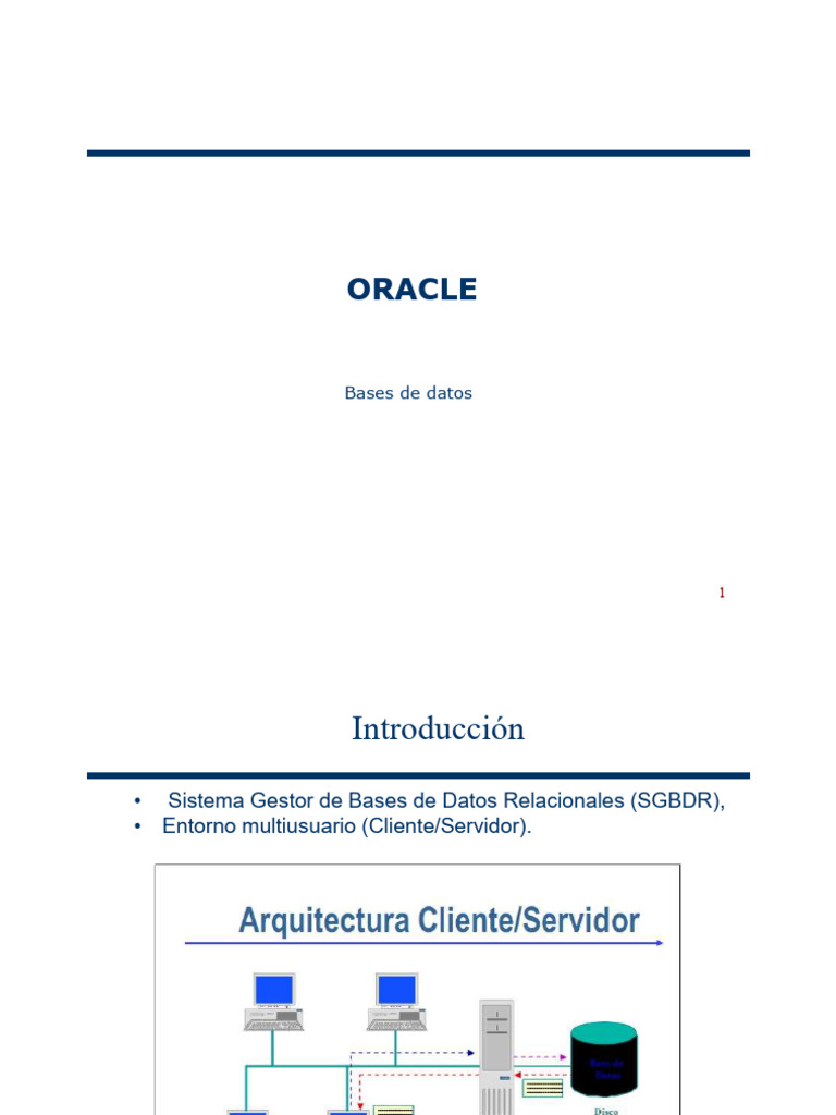 Introduccion ORACLE | PDF | SQL | Bases de datos Introduccion ORACLE | PDF | SQL | Bases de datos