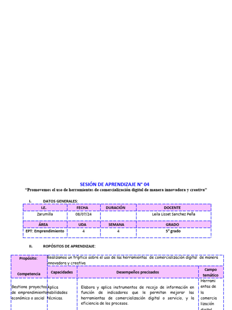 Sesión de Aprendizaje Ept n4 - Unidad 4 - 5 Secundaria | PDF | Marketing | Publicidad digital