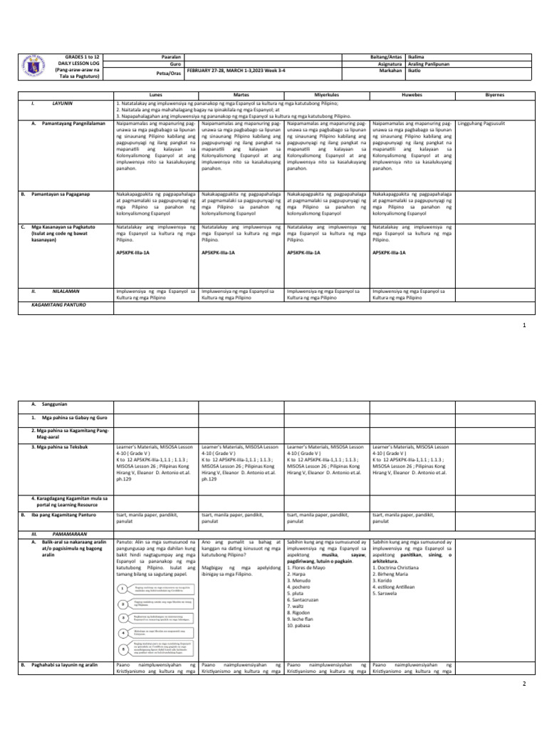 DLL - Ap5-Q3-Week 3 | PDF