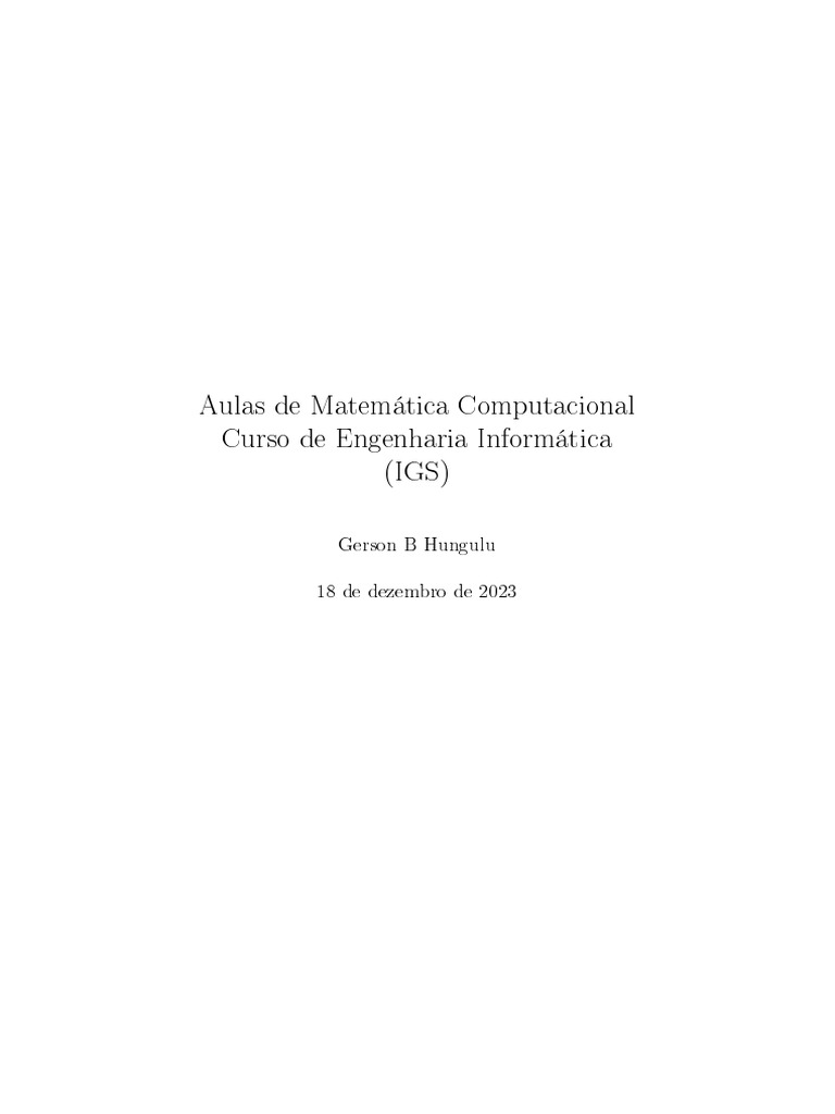 Aulas Matemática Computacional-2 | PDF | Análise numérica | Matemática