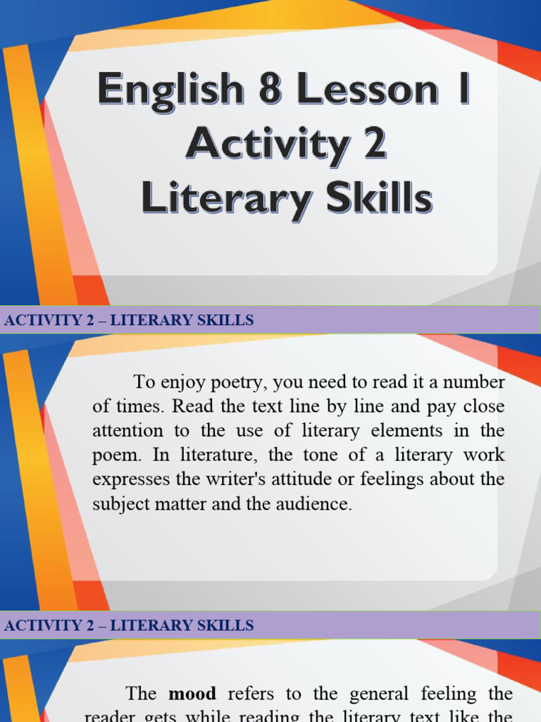English 8 Module 1 Lesson 1 Activity 2 | PDF | Poetry | Feeling English 8 Module 1 Lesson 1 Activity 2 | PDF | Poetry | Feeling