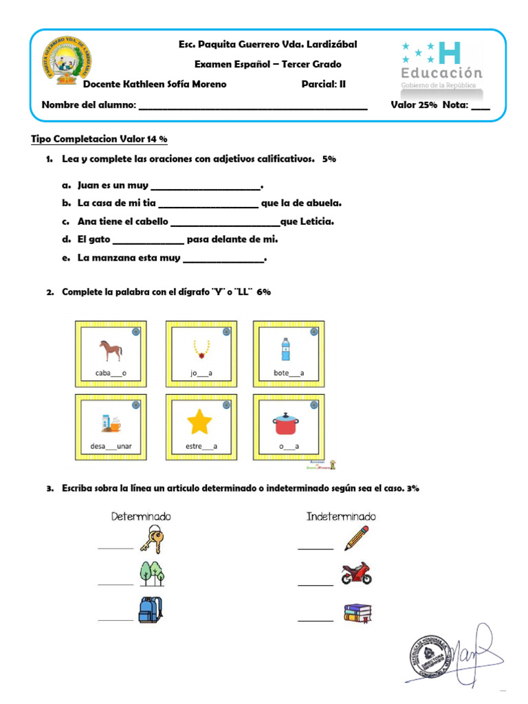 Examen Español II Parcial | PDF | Artes del Lenguaje y Comunicación