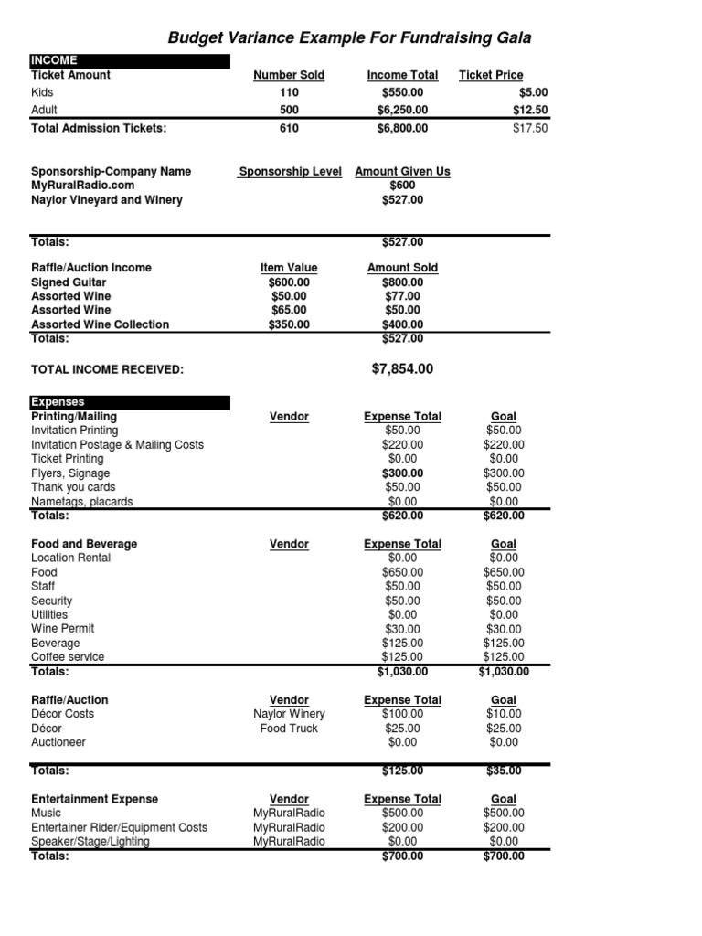 Budget Variance Report | PDF | Sports & Recreation