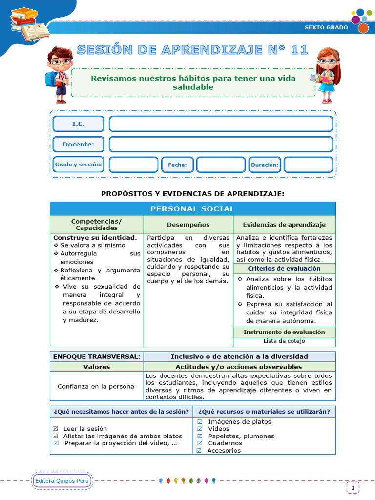 1.- 6TO GRADO Sesiones de aprendizaje - Semana 2 - UD II - Editora ... 1.- 6TO GRADO Sesiones de aprendizaje - Semana 2 - UD II - Editora ...