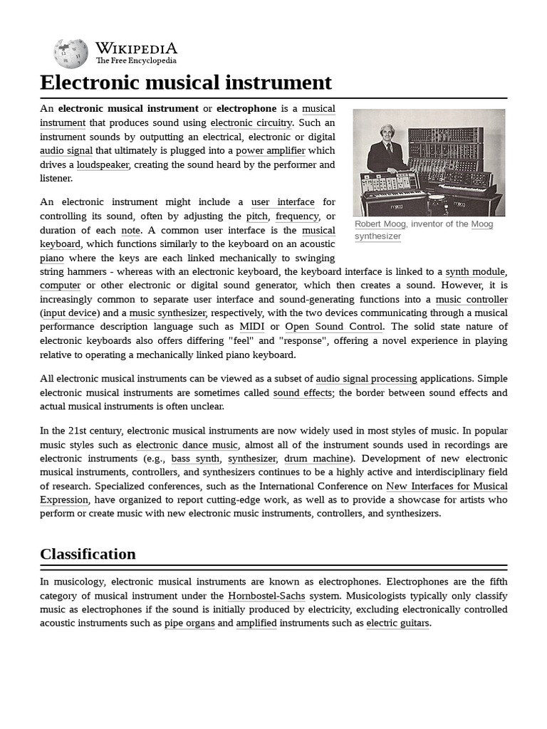 Electronic Musical Instrument | PDF | Synthesizer | Electronic Music