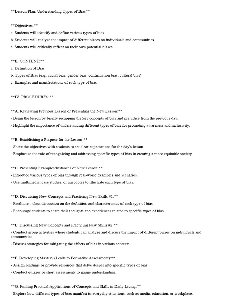 Understanding Types of Bias | PDF | Bias | Psychological Concepts Understanding Types of Bias | PDF | Bias | Psychological Concepts