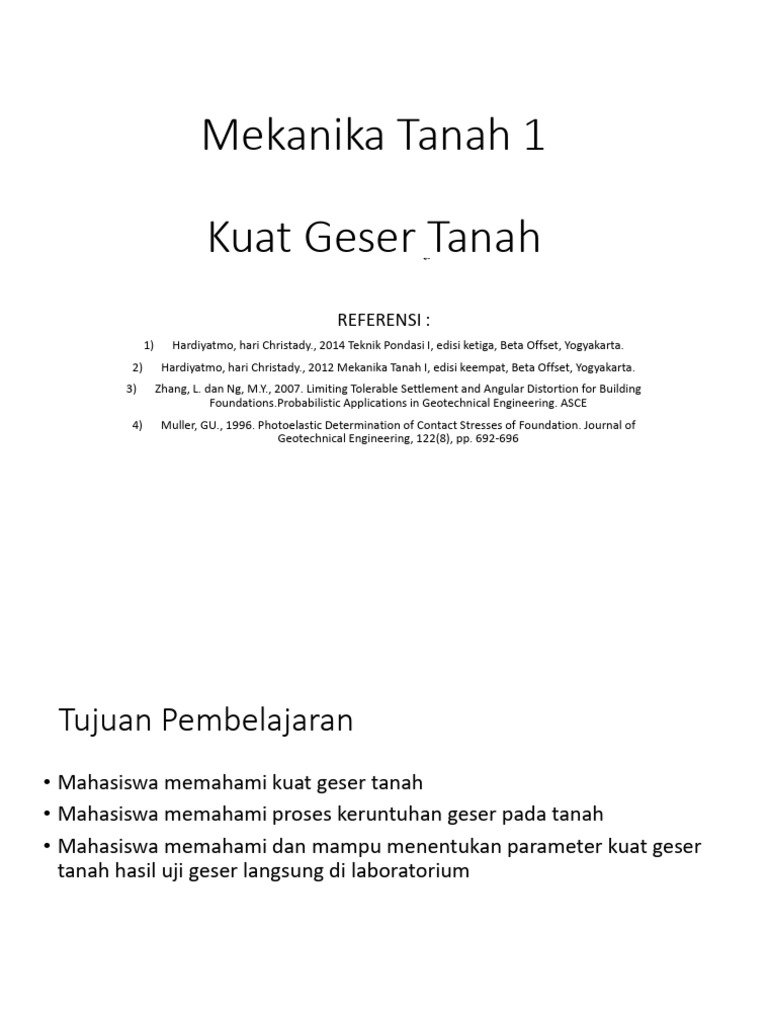 Kuat Geser Tanah dan Keruntuhan Fondasi | PDF | Sains & Matematika