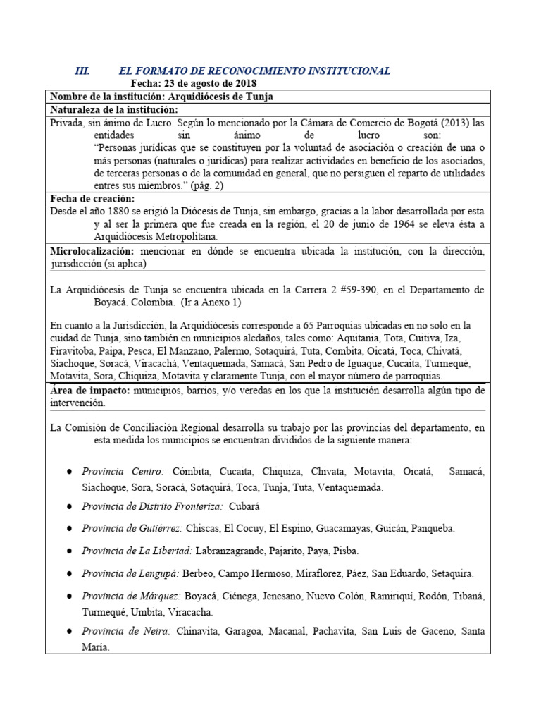 Formato de Reconocimiento institucional - Comisión de Conciliación ...