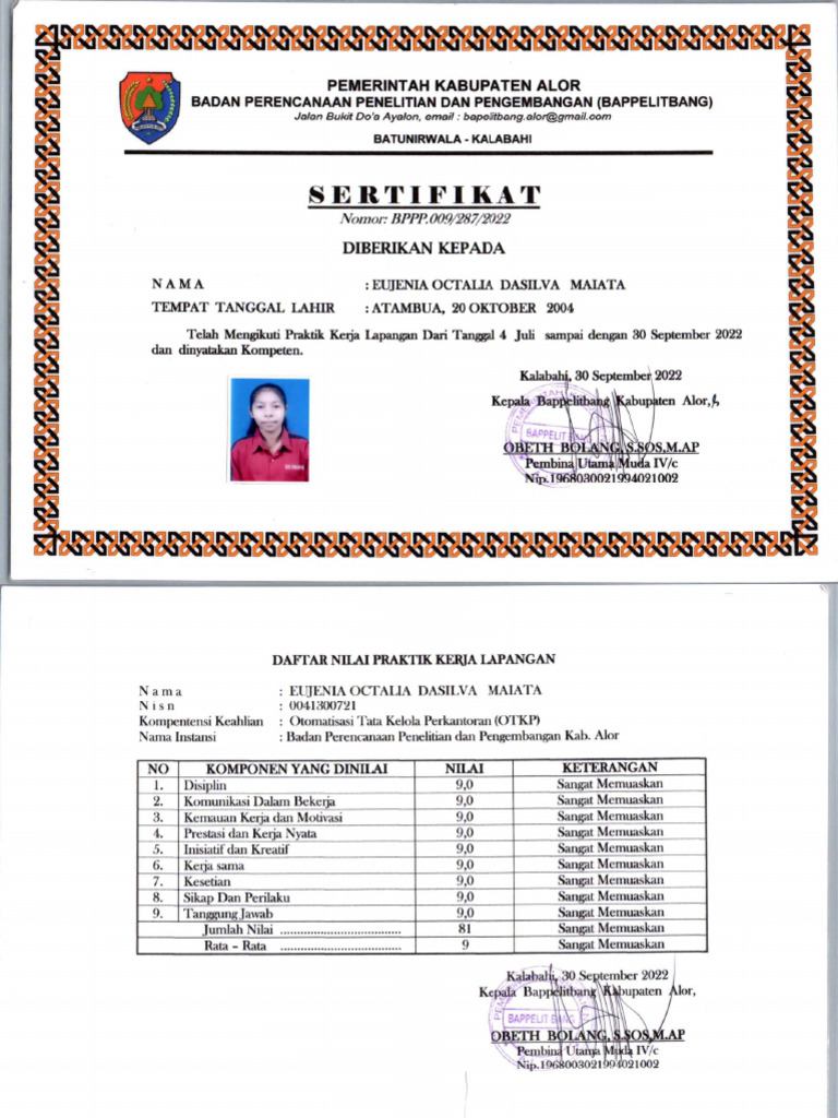 Sertifikat PKL Eujenia | PDF