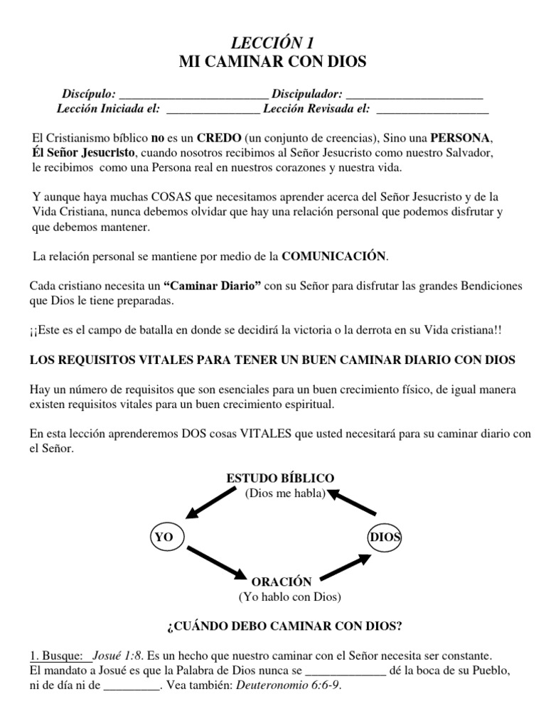 LECCIÓN #1 Mi Caminar Con Dios | PDF | Oración | Biblia
