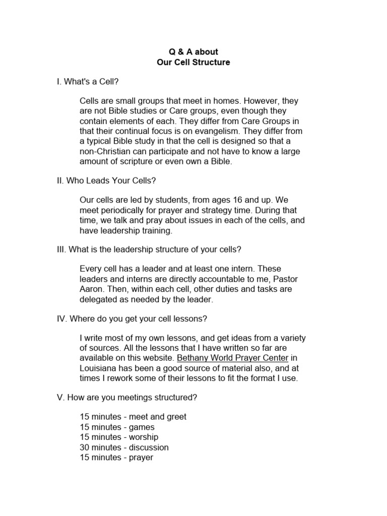 Cell Group Youth | PDF | Prayer | Jesus